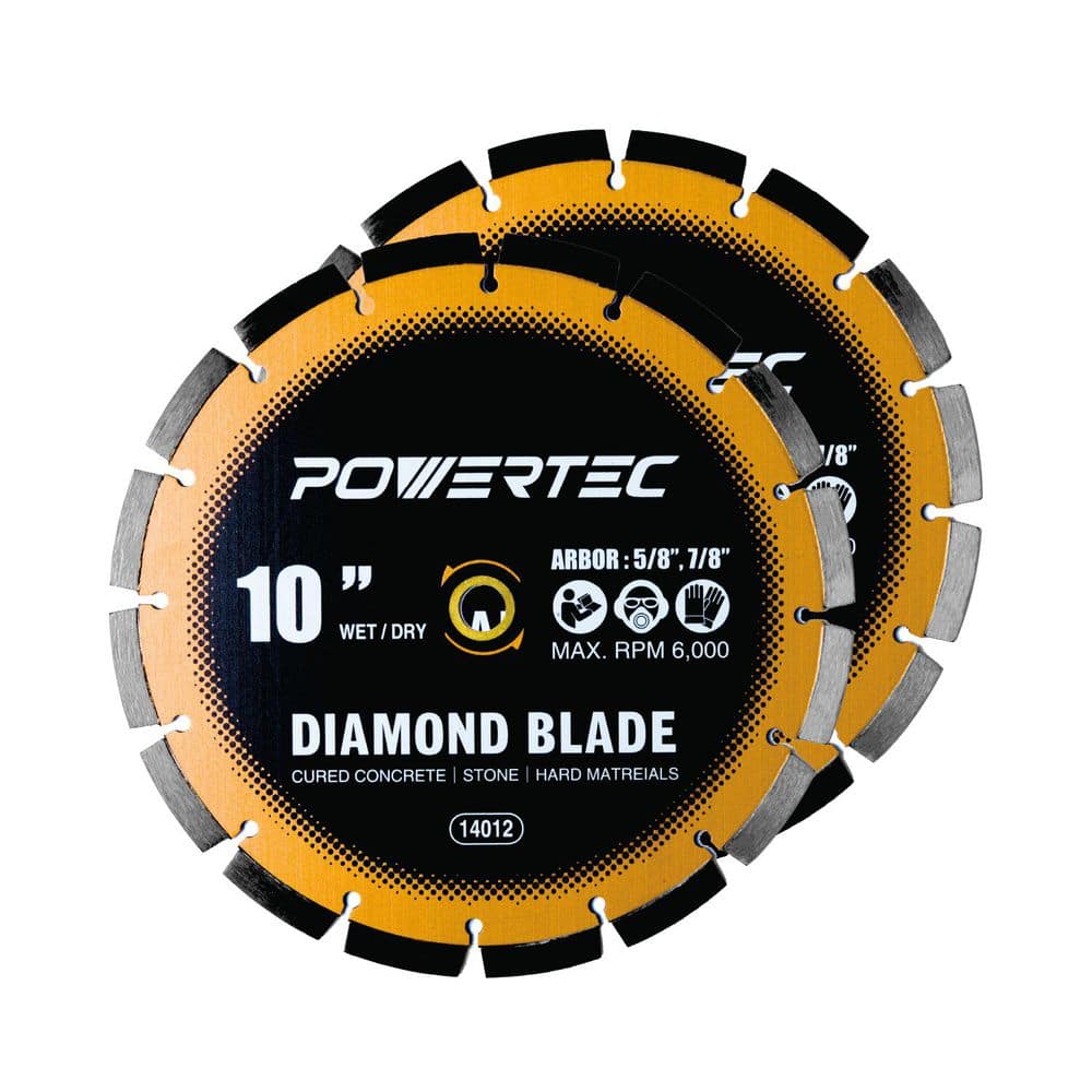 ‎POWERTEC 10 in. Laser-Welded Segmented Rim Diamond Blades for Wet Dry ...