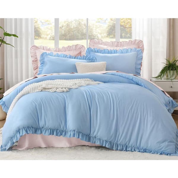The 3-Piece Light Blue Microfiber Full Lightweight Bedding Comforter ...