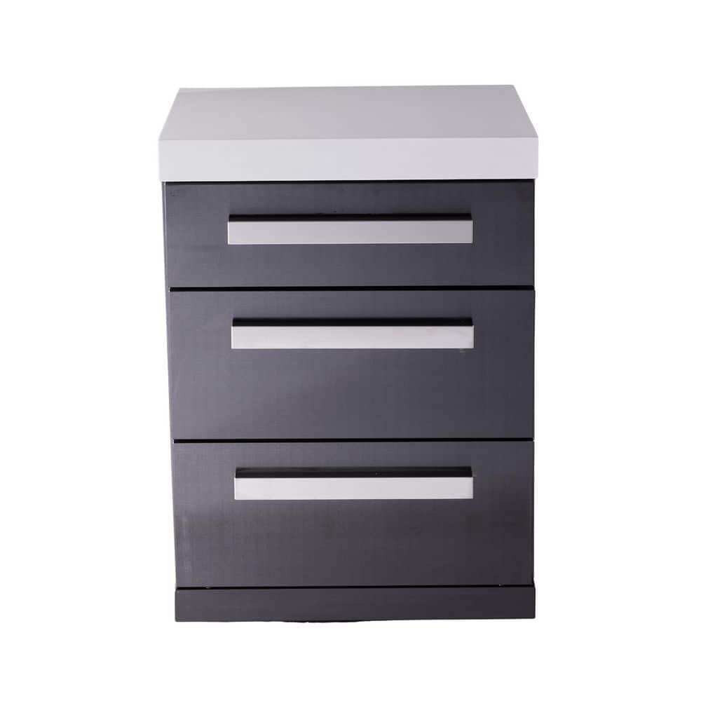 MONT ALPI Black Series 25 in. Stainless Steel 3 Soft-Closing Drawer ...