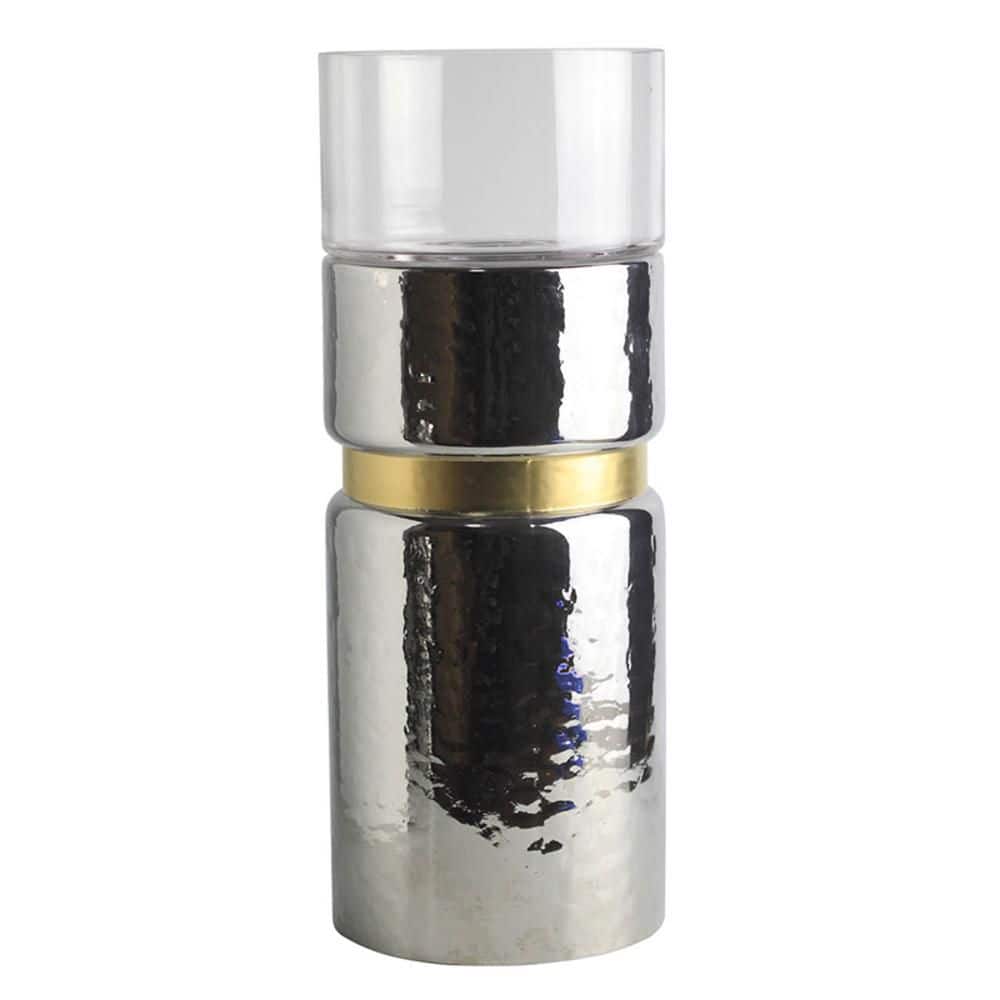 6.0 in. D x 15.0 in. H Silver Glass Halloway Candle Holder 1 PC with ...