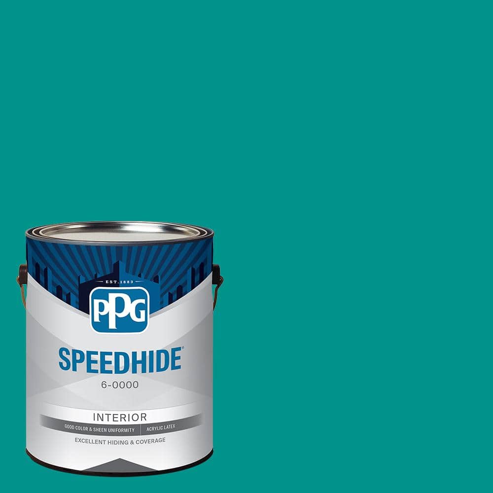 SPEEDHIDE 1 gal. PPG1232-7 Torrid Turquoise Eggshell Interior Paint ...