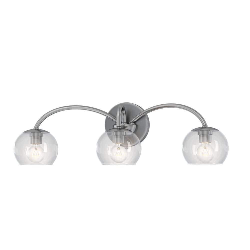 LumLight Belford 24 in. Plug and Play 3-Light Brushed Nickel Vanity ...