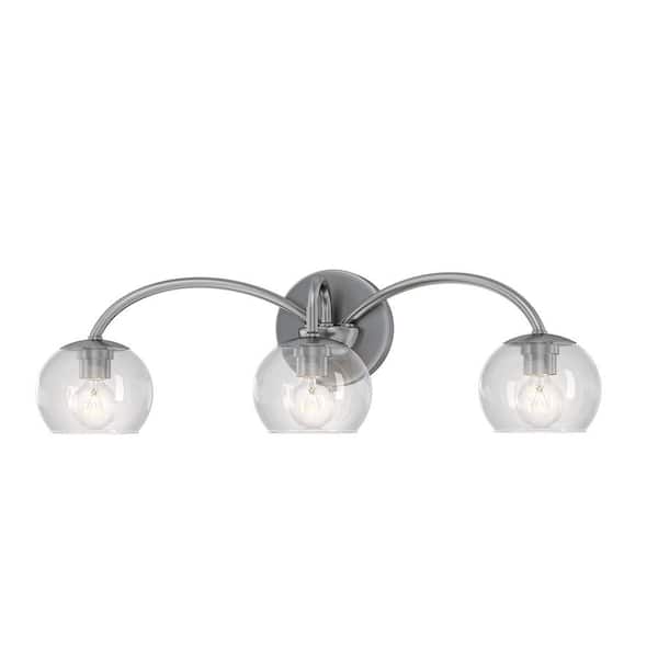 LumLight Belford 24 in. Plug and Play 3-Light Brushed Nickel Vanity Light with SkyPlug 3061-BN ...