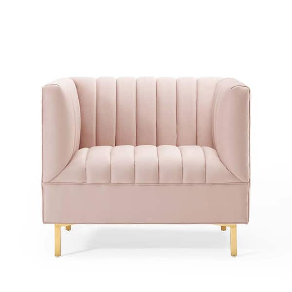 MODWAY Shift Channel in Pink Tufted Performance Velvet Armchair EEI ...
