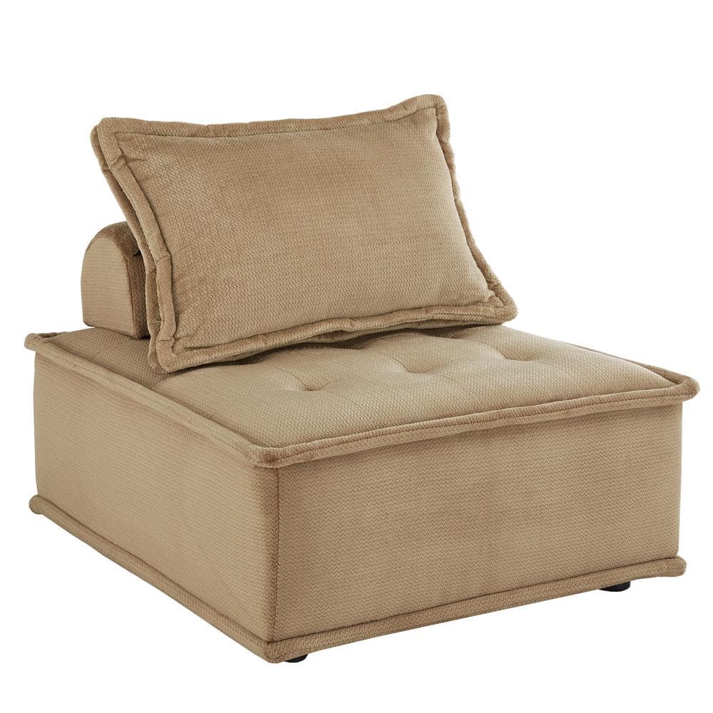 HomeSullivan Taupe Velvet Tufted Modular Accent Side Chair with Pillow ...