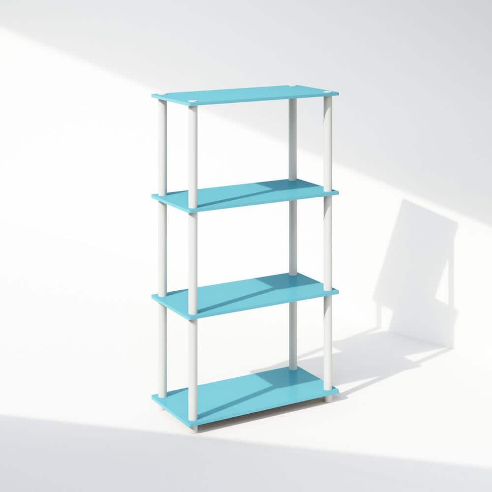 Furinno Turn-N-Tube 43.25 in. Tall Light Blue/White Wood 4-Shelf ...
