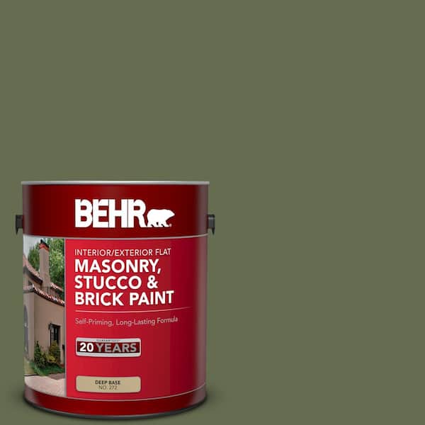 BEHR 1 gal. #S380-7 Global Green Flat Interior/Exterior Masonry, Stucco ...