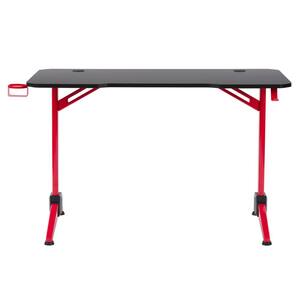 FORCLOVER 47 in. Rectangular Red and Black Wood Computer Desk with Cup ...