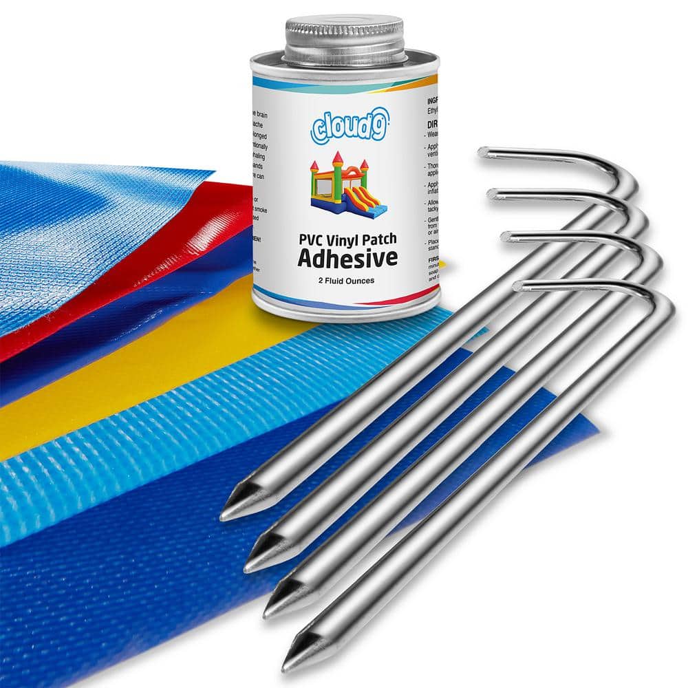 CLOUD9 Cloud 9 Professional Bounce House Vinyl Repair Patch Kit with Hold Down Stakes INF-C ...