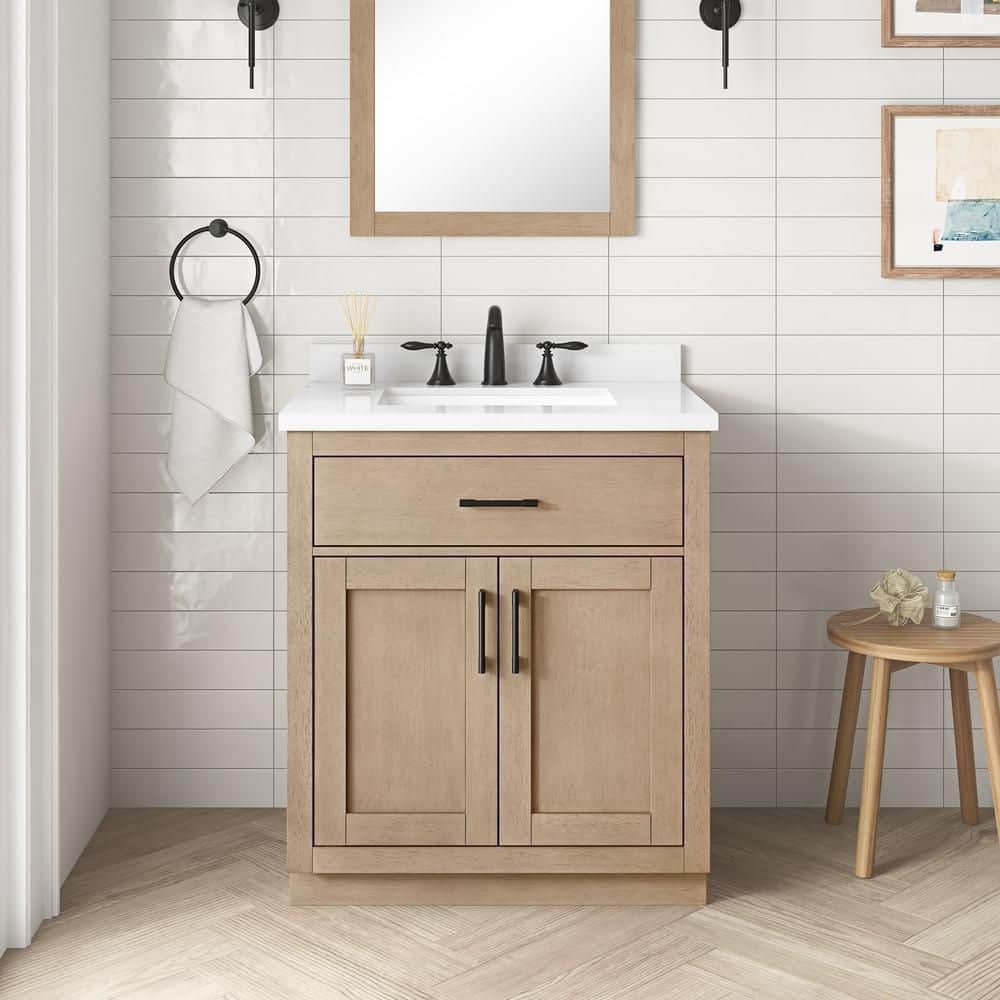 OVE Decors Bailey 30 in. Double Sink Sahara Birch Bath Vanity with ...