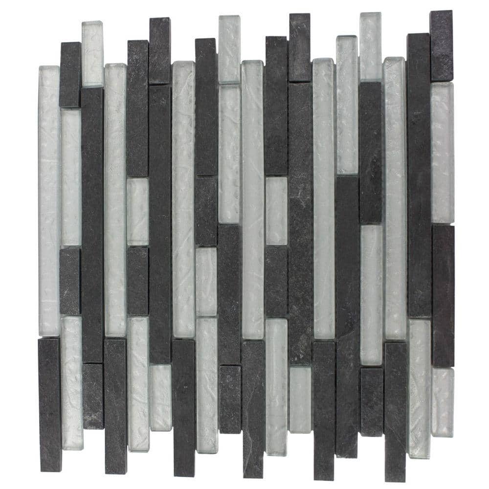 Ivy Hill Tile Tectonic Harmony Black Slate and Silver 12 in. x 12 in. x ...