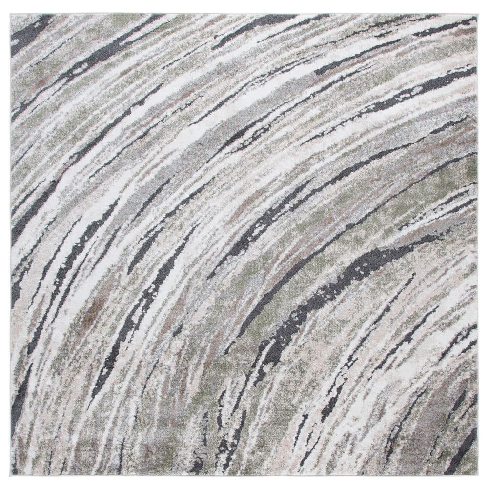SAFAVIEH Opal 7 ft. x 7 ft. Green/Gray Ivory Abstract Swirl square Area ...