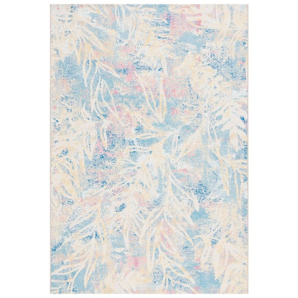 SAFAVIEH Barbados Light Blue/Ivory 5 ft. x 8 ft. Abstract Splatter ...