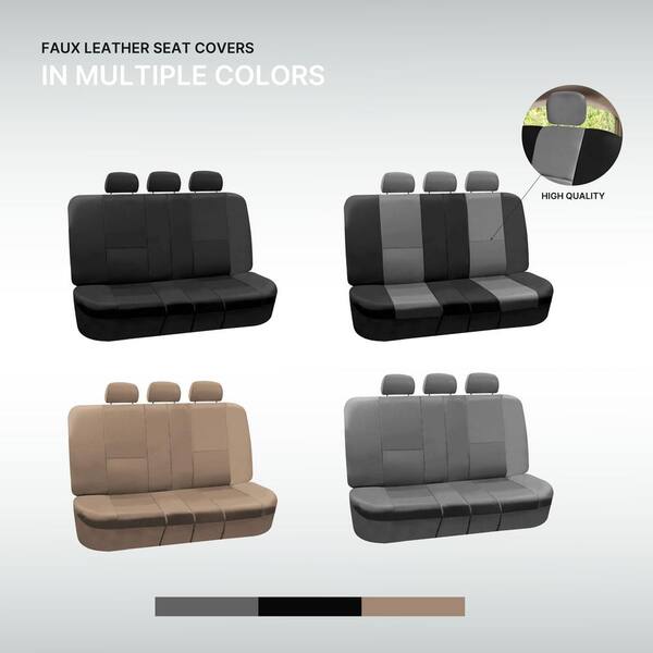 Premium PU Leather 52 in. x 58 in. x 1 in. Split Bench Rear Seat Cover