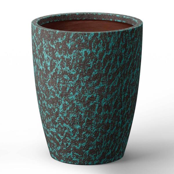 DurX-litecrete 15" H Medium Tall Round Concrete Turquoise Flower ...