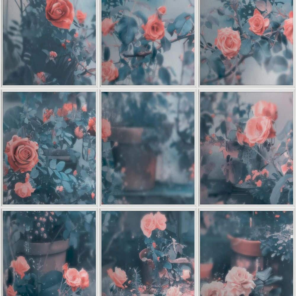 Veer Decor Rose Garden Window Trompe L'Oeil Blue Wallpaper Sample 8196 ...