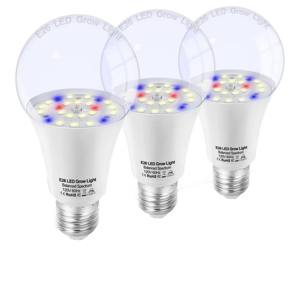 BIBIVIS 10W E26 A19 Grow LED Incandescent Lamp Bulb with Balanced Spectrum 5000K Red Blue for ...