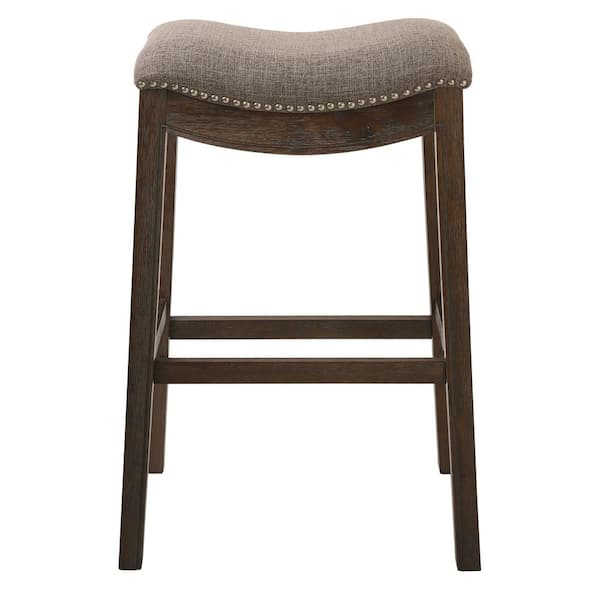 NewRidge Home Goods Saddle 31 in. Dark Weathered Gray Backless Wood Bar ...
