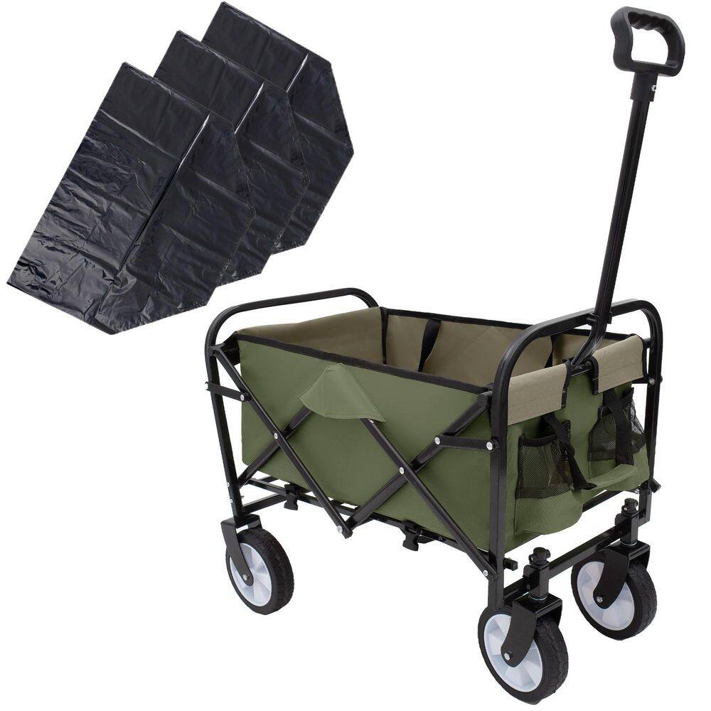 Otryad 10 cu. ft. Steel Garden Cart, Multi-use Collapsible Foldable ...