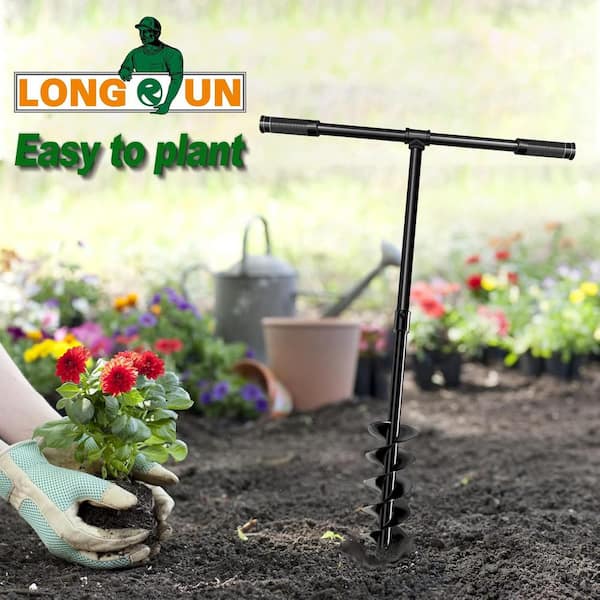 T-Shaped Hand Operated Spiral Post Hole Digger with 4 in. & 6 in. x 38 ...