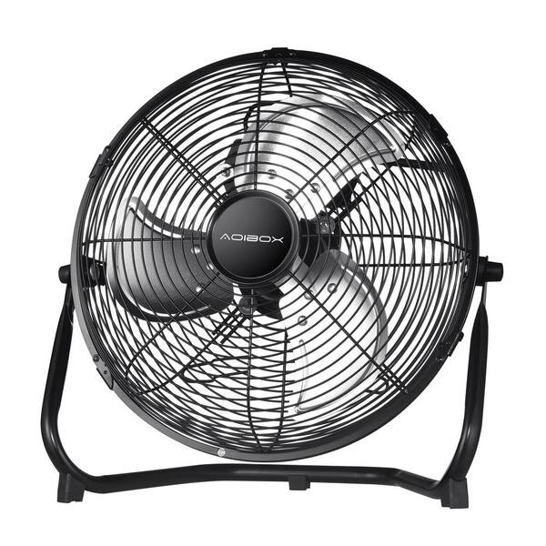 Aoibox 12 in. 3 Speed High Velocity Industrial Heavy Duty Metal Floor Fan in Black with Tilting Head for Outdoor Indoor Use SNMX5528 12 The Home Depot