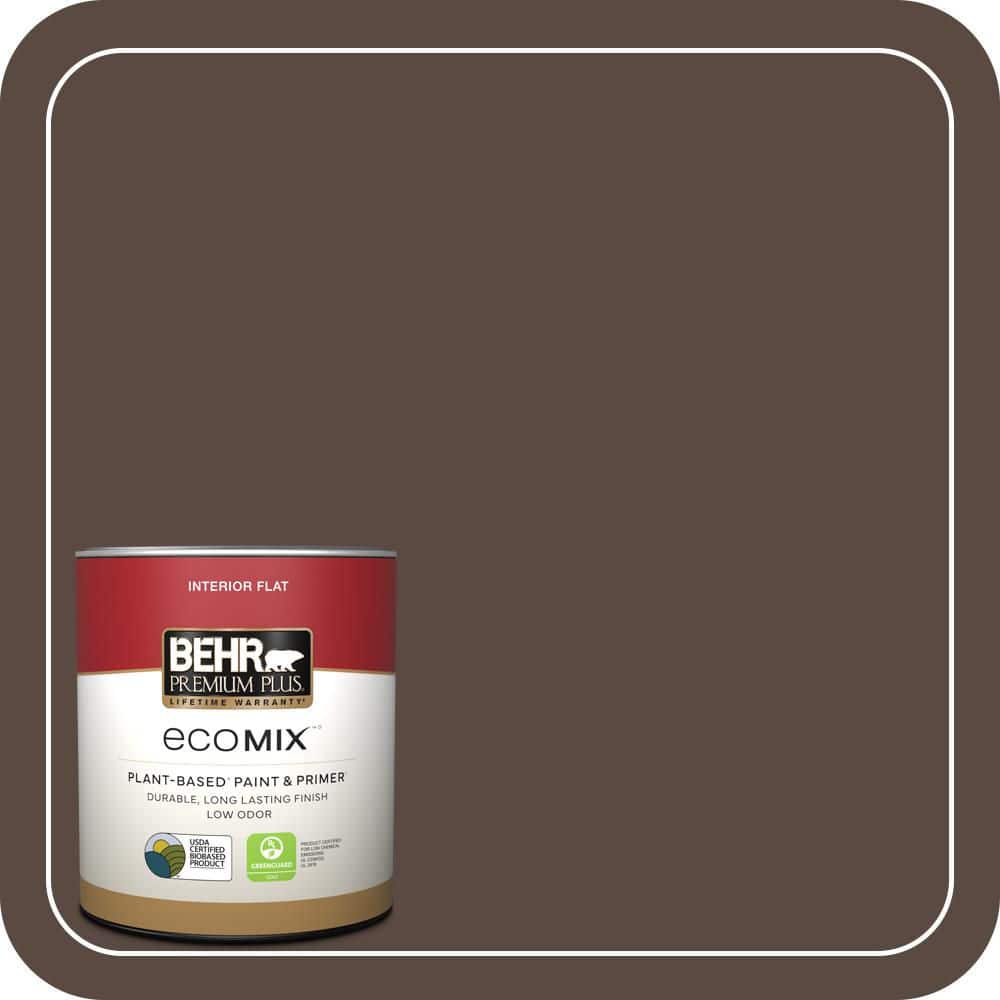 BEHR PREMIUM PLUS 1 qt. #PMD-91 Iced Espresso Flat EcoMix Plant-Based ...