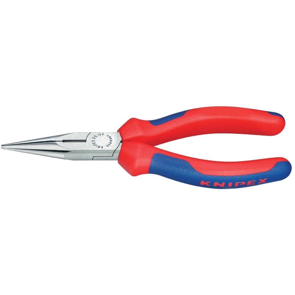 KNIPEX 5-1/2 in. Long Nose Pliers with Cutter and Comfort Grip 25 02 ...