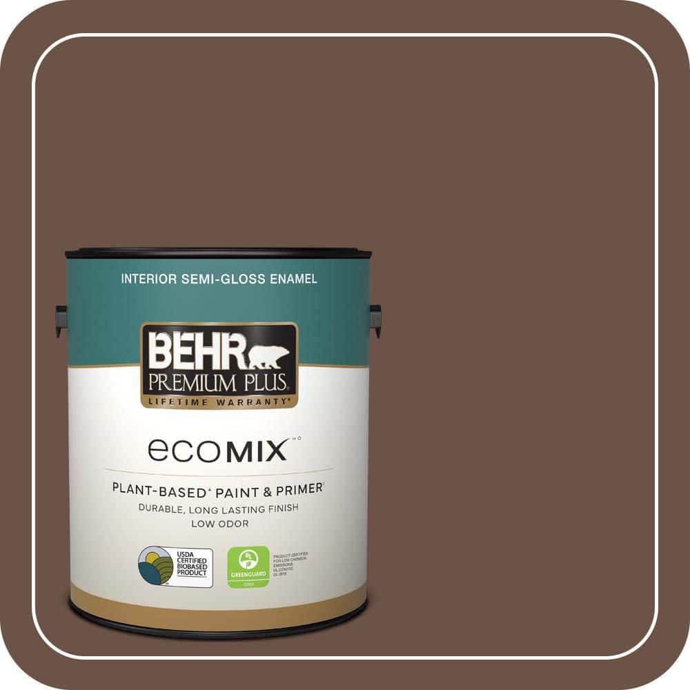 BEHR PREMIUM PLUS 1 gal. #N190-7 Moose Trail Semi-Gloss Enamel EcoMix ...