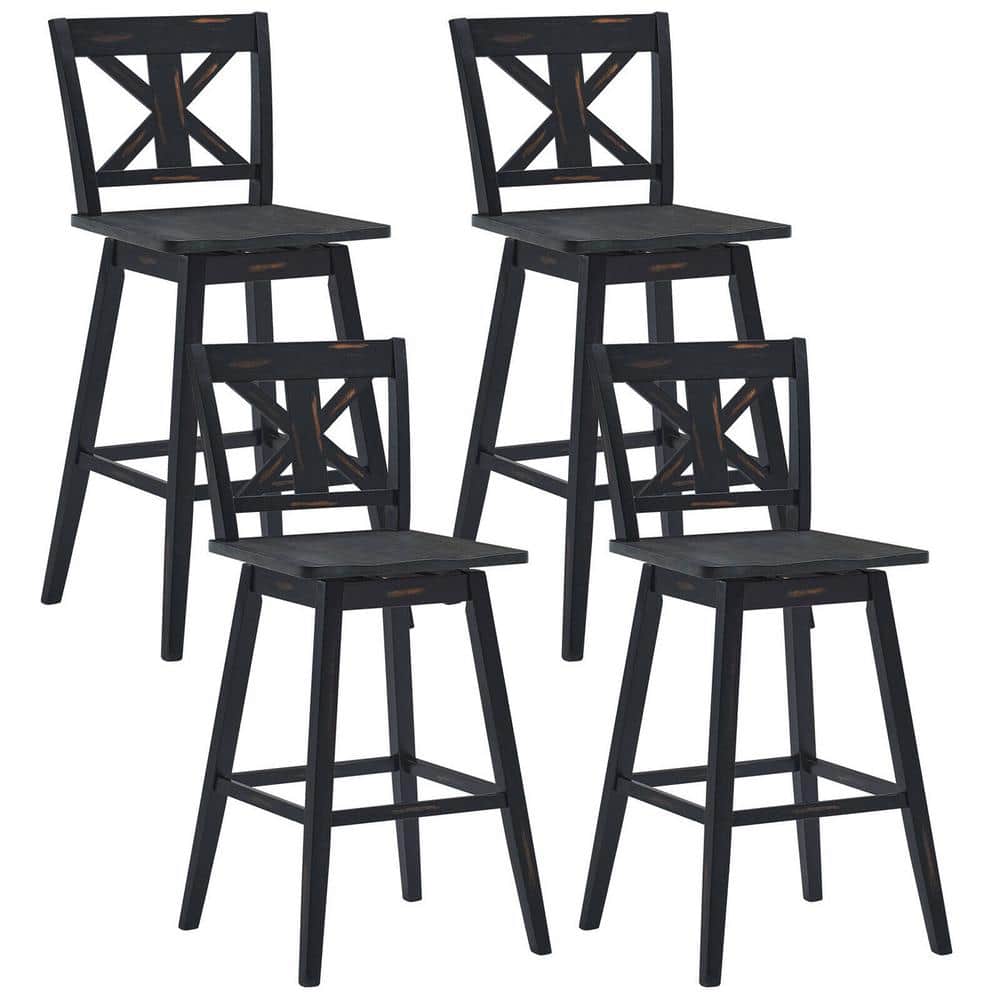 Gymax 4PCS 43 in. High back Swivel Bar Stools 29'' Counter Height ...