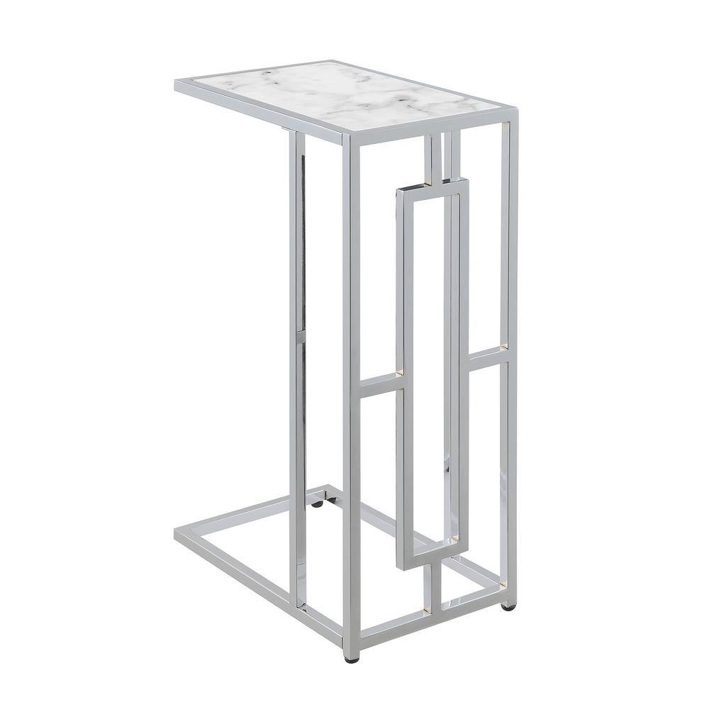 Convenience Concepts Town Square Chrome Faux Marble C End Table S14-144 ...