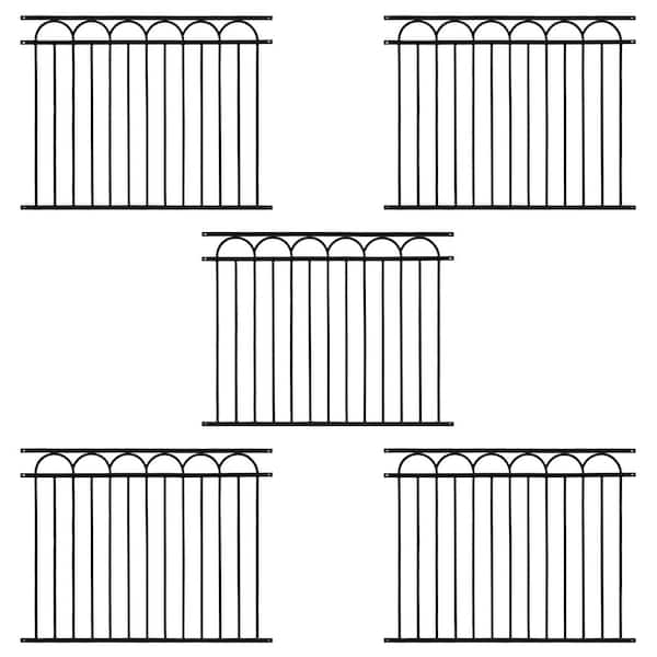 FORGERIGHT Deco Grid 4 ft. x 6 ft. Black Steel Fence Panel (5-Pack ...