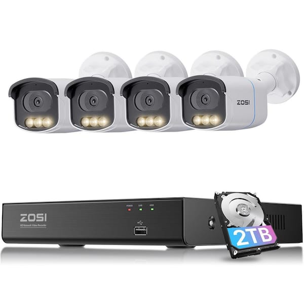ZOSI 4K 8 Channel Wired PoE NVR Smart Security Camera System with 4Pcs ...