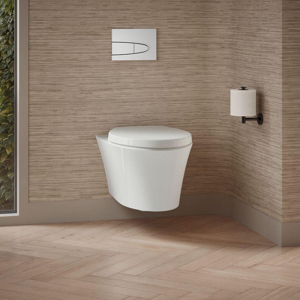 KOHLER Veil Wall-Hung 1-Piece 1.0 GPF Dual Flush Elongated Toilet in ...