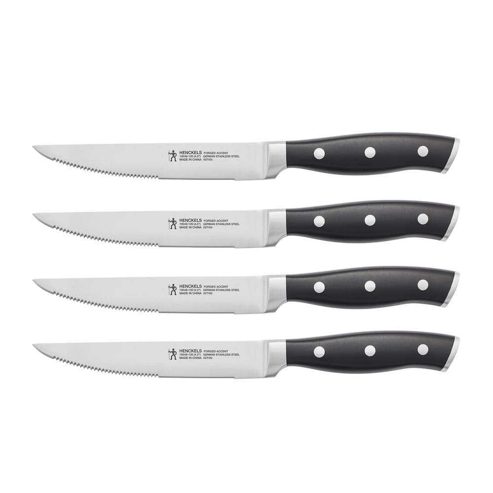 Henckels Forged Accent 4.5 in. Stainless Steel Full Tang Serrated Steak ...