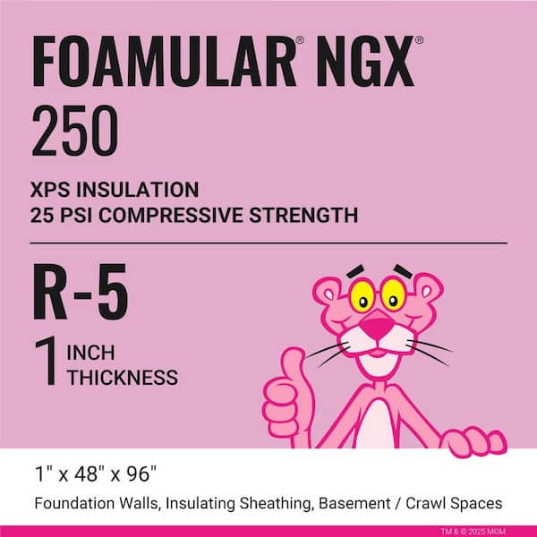 Owens Corning Foamular NGX F-250 1 in. x 4 ft. x 8 ft. SE R-5 XPS Rigid ...
