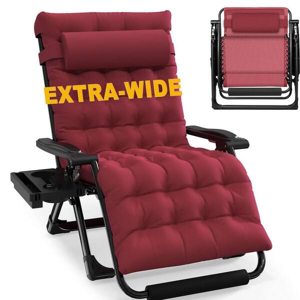 SEEUTEK 33 in.W Oversized Zero Gravity Chair Metal Outdoor Chaise ...