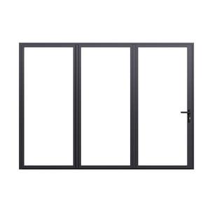 TEZA DOORS Teza 85 Series 96 in. x 96 in. Matte Black Left to Right ...