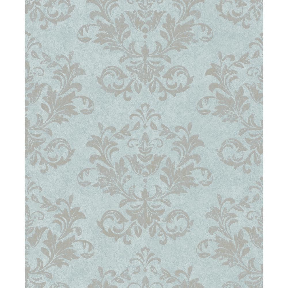 Hotel Collection Green Embossed Damask Glitter Finish Non-Pasted Non-Woven Wallpaper Sample ...