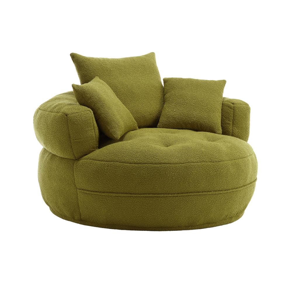 HOMEFUN Modern Olive Green Chenille Swivel Upholstered Barrel Living ...