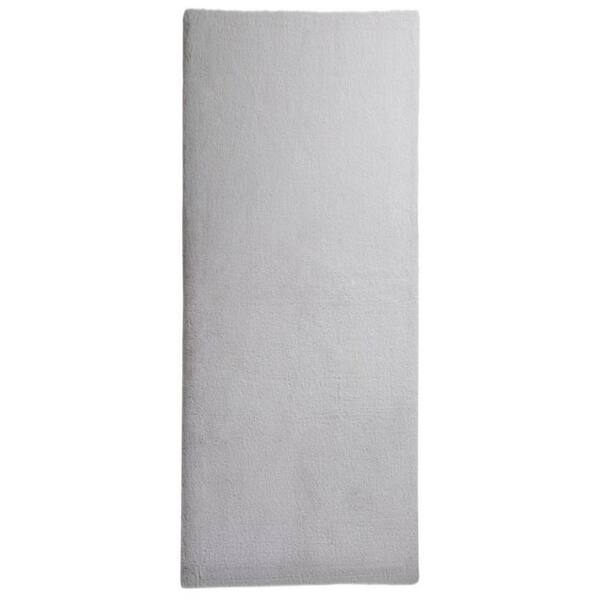 Latepis Mmlior Light Gray 2 ft. x 10 ft. Fuzzy Furry Faux Rabbit Fur ...