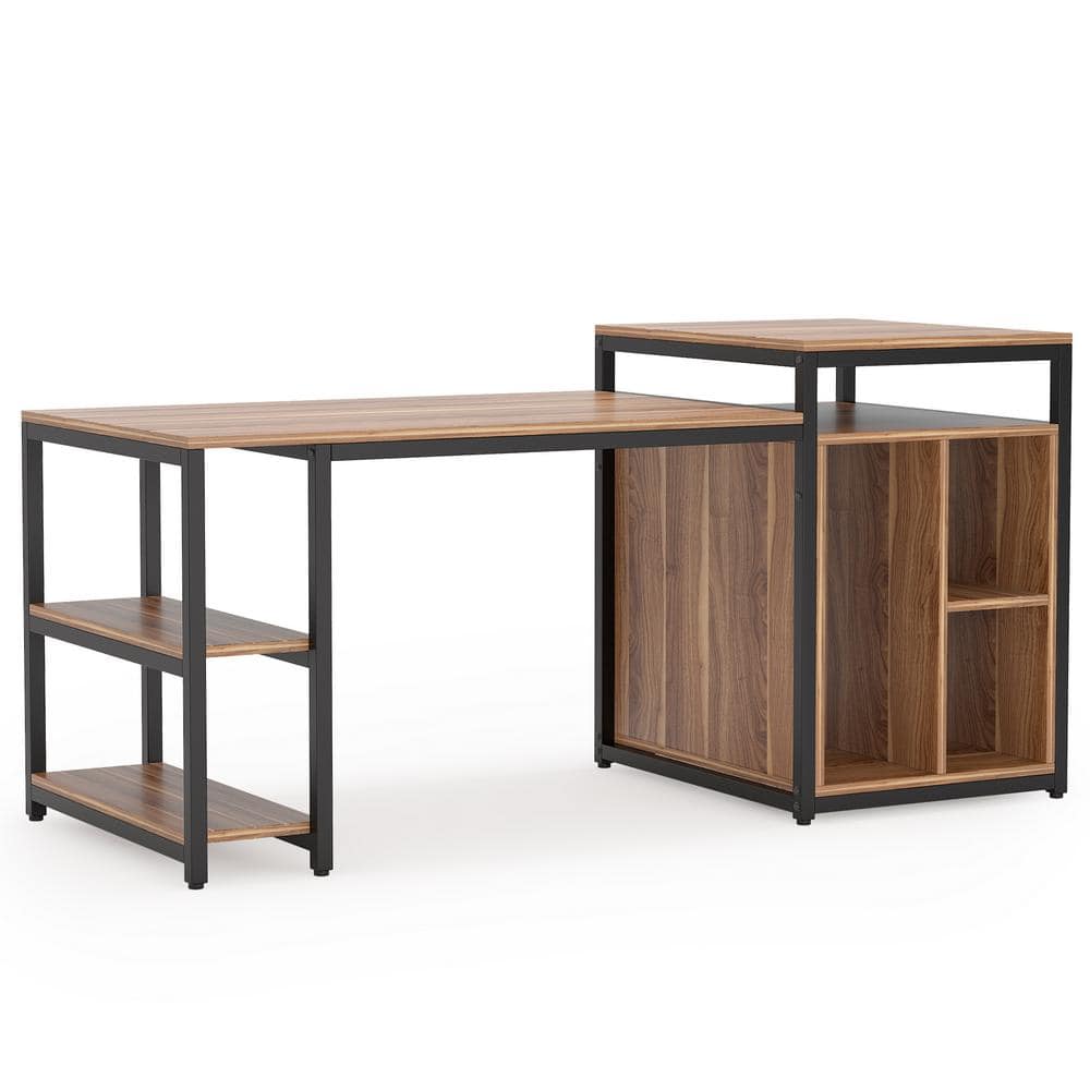 Tribesigns Cassey 70.8 in. Rectangular Brown Engineered Wood Computer ...