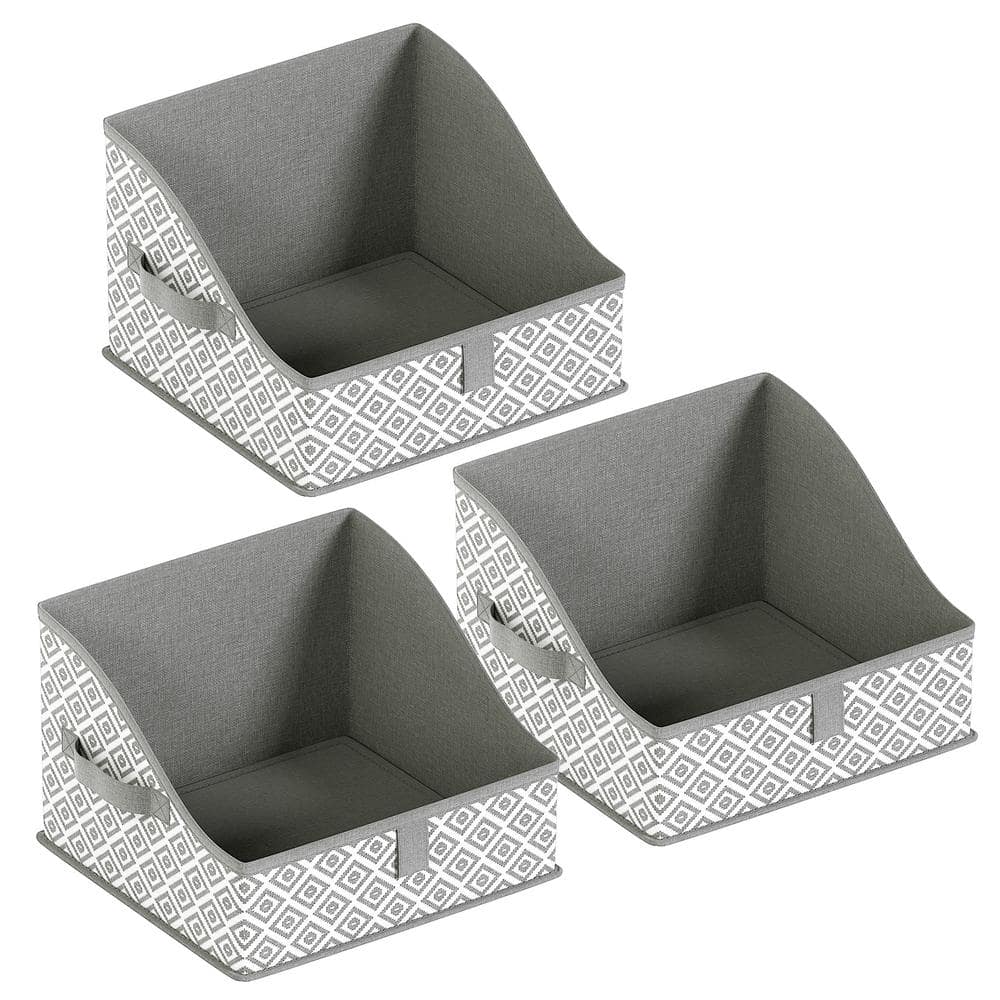 Ornavo Home 3-Pack Diamond Gray Collapsible Trapezoid Fabric Shelf ...