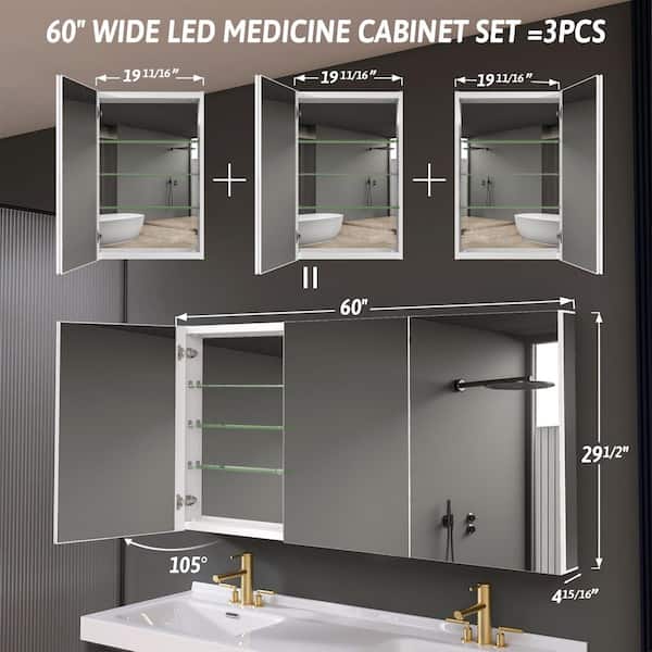 Zeafive Vie 60 in. W x 30 in. H White Rectangular Recessed Zeafive Vie 60 in. W x 30 in. H White Rectangular Recessed
