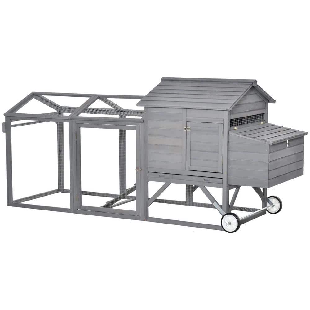 Gray Wood Birdhouse Outdoor Chicken Coop Hen House with Nesting Box (96 ...