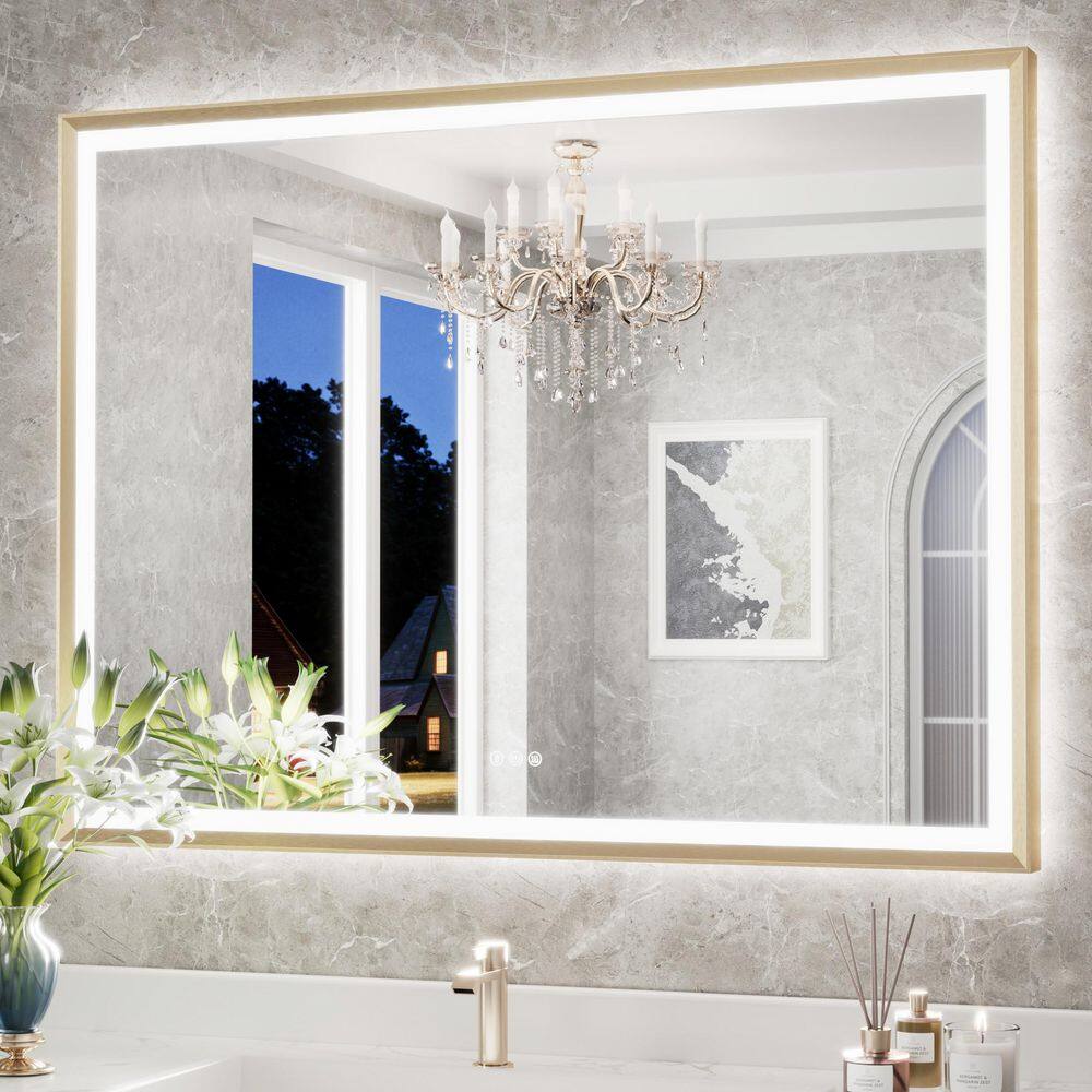 TETOTE 48 in. W x 36 in. H Rectangular Framed LED Lighted Bathroom ...