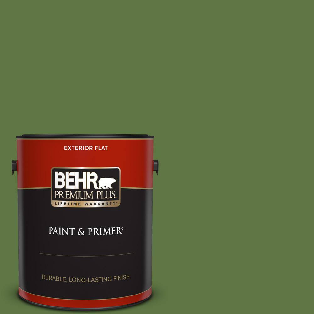 BEHR PREMIUM PLUS 1 gal. #420D-7 Dill Pickle Flat Exterior Paint ...