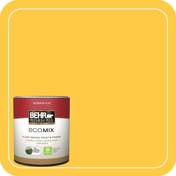 BEHR PREMIUM PLUS 1 qt. #P290-6 English Daisy Flat EcoMix Plant-Based ...