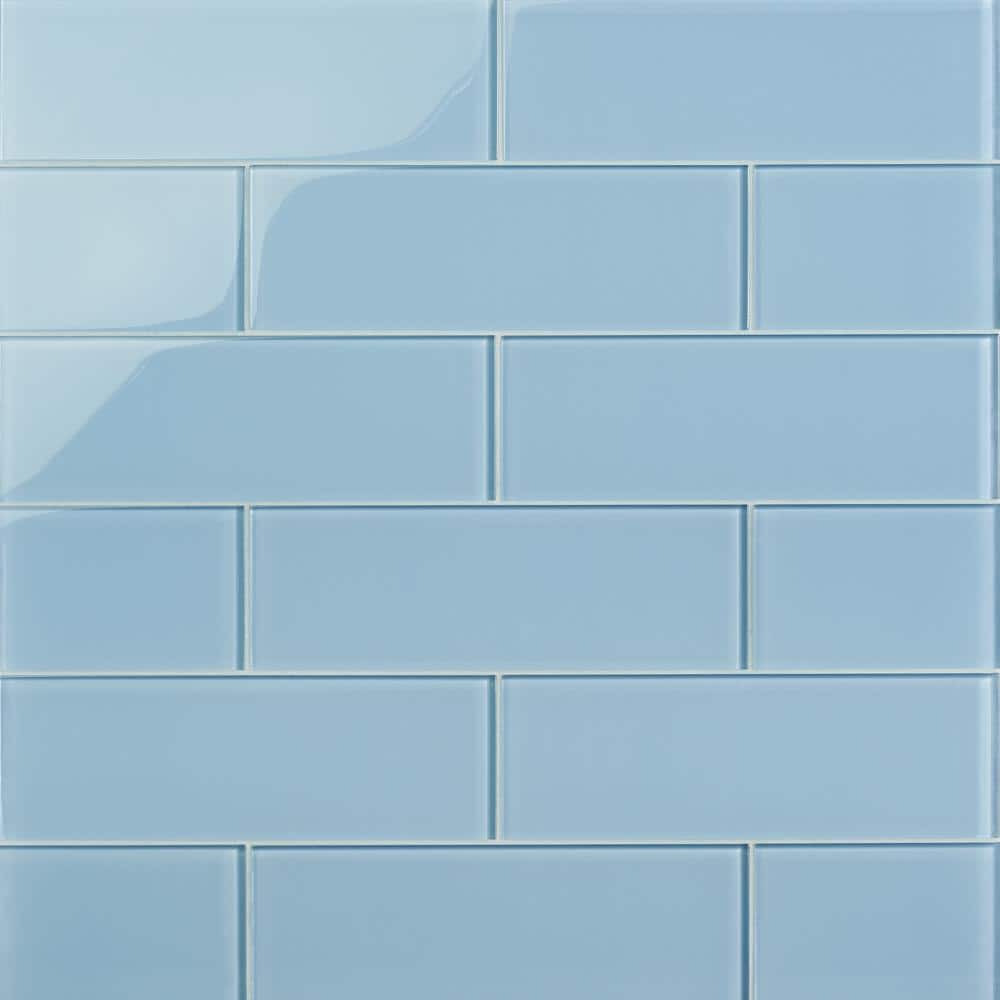 Ivy Hill Tile Contempo Blue Gray 4 in. x .31 in. Polished Glass Mosaic ...