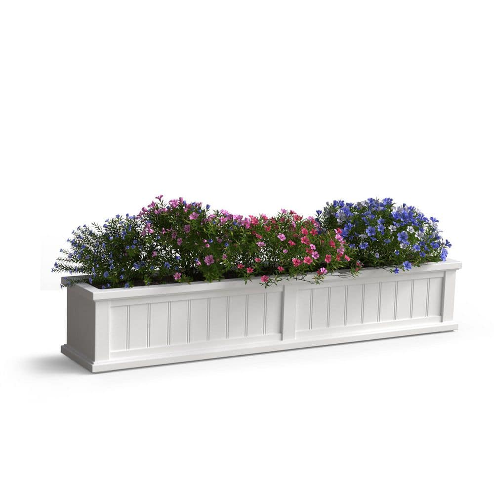 Mayne Cape Cod 60 in. x 11 in. Self-Watering White Polyethylene Window Box 4842-W - The Home Depot