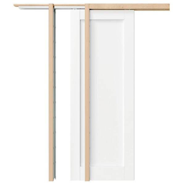 TENONER 30 in. x 80 in. Louvered Panel, Solid Core, DIY Painted, White ...